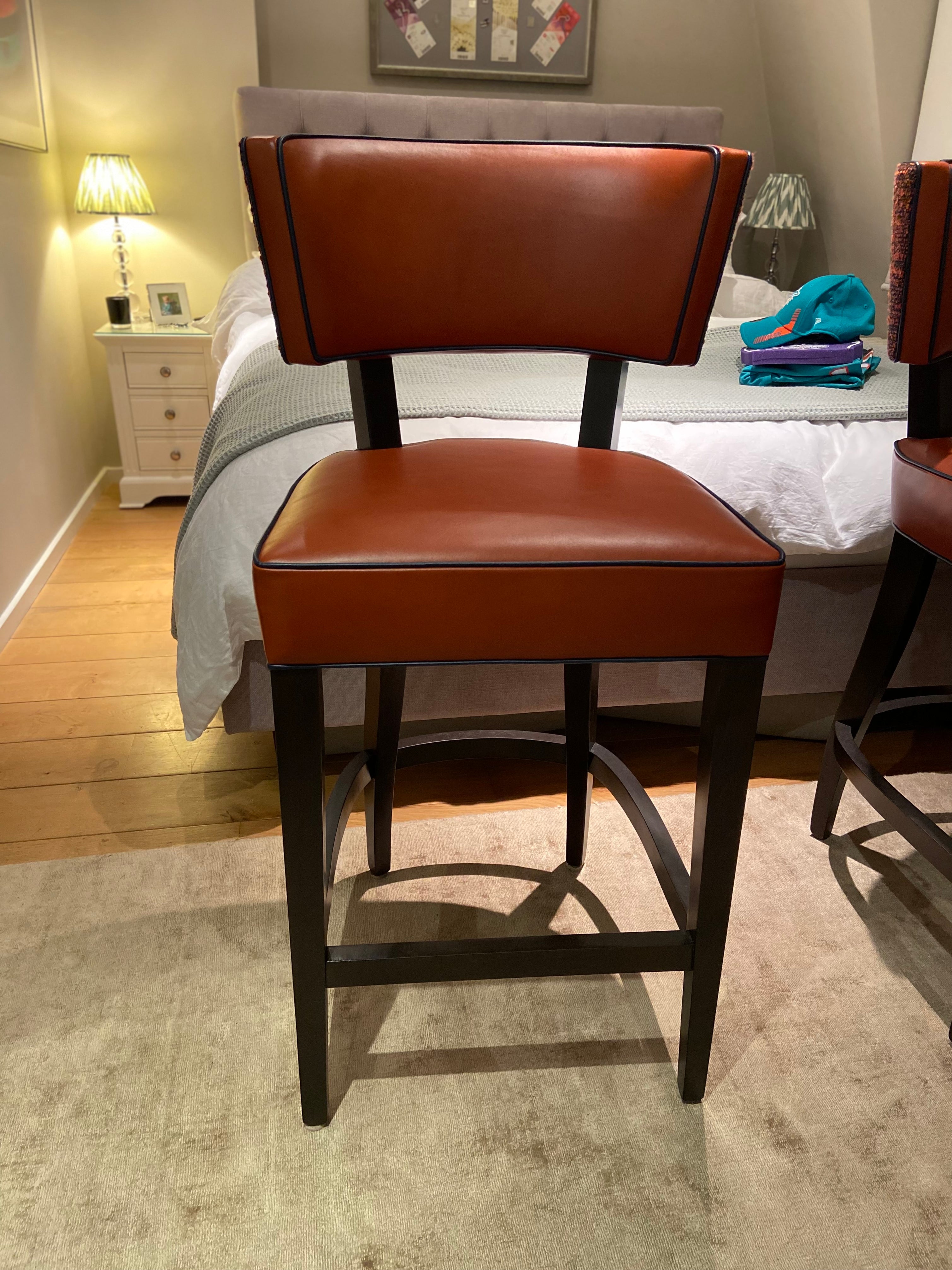 3 No. Katharine Pooley Burnt Orange Leather Bar Stools – LOT.co.uk